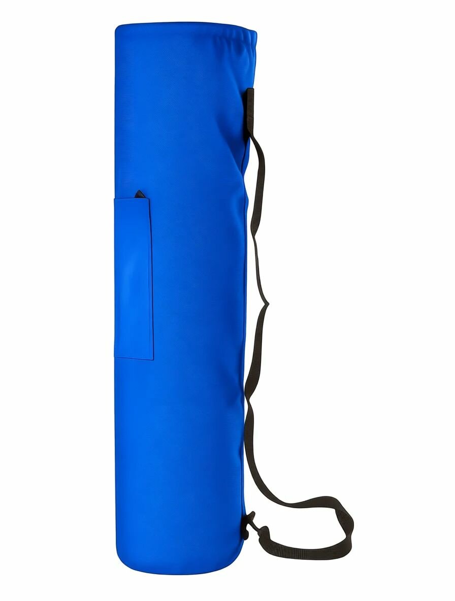 Универсальная сумка чехол с карманом для коврика для фитнеса и йоги размер 16 х 65 см (синий)