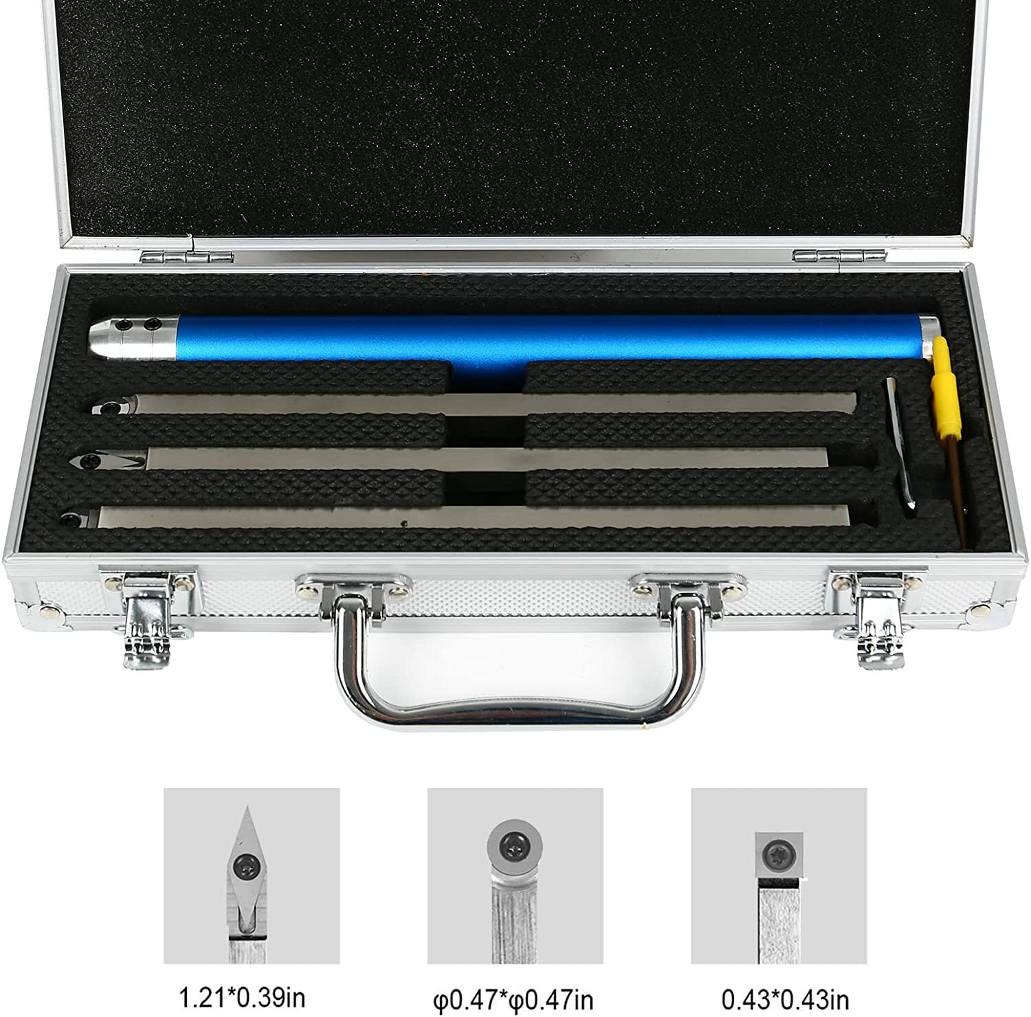 Токарные Резцы Из Карбида Вольфрама: Набор Из 3 Штук Для Черновой Чистовой И Детальной Обработки Дерева С Дополнительными Сменными Пластинами И Алюминиевой Ручкой - Долговечные Режущие Кромки И Регулируемая Длина Для Надежности И Удобства В Работе Для