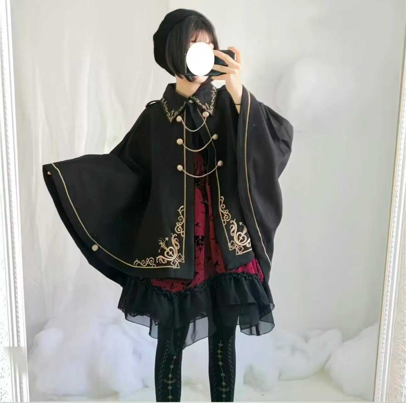 Винтажный темно-черный плащ в викторианском стиле для мужчин и женщин, унисекс, в стиле L, black