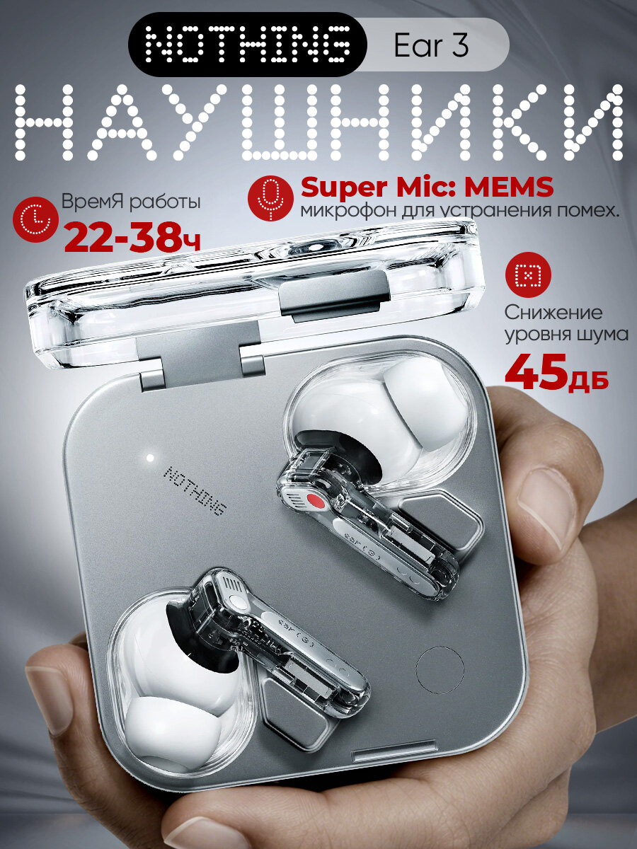 Беспроводные наушники Nothing Ear 3 (2025), Белый, активное шумоподавление