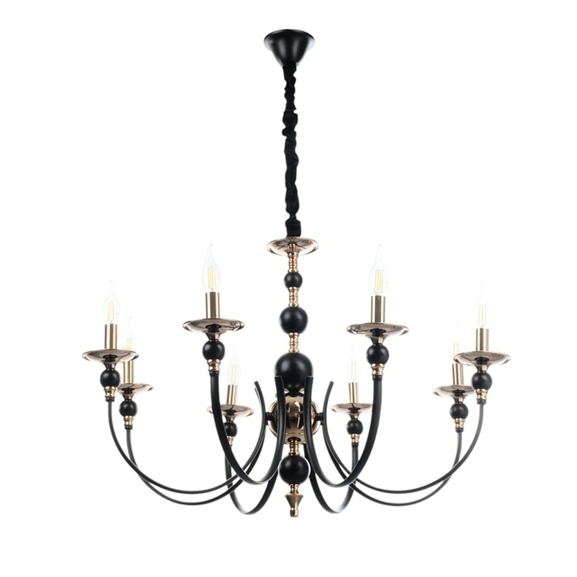 Люстра BayerLux «Венеция», 8хЕ14, 40 Вт, черно-золотой, 87×87×97 см