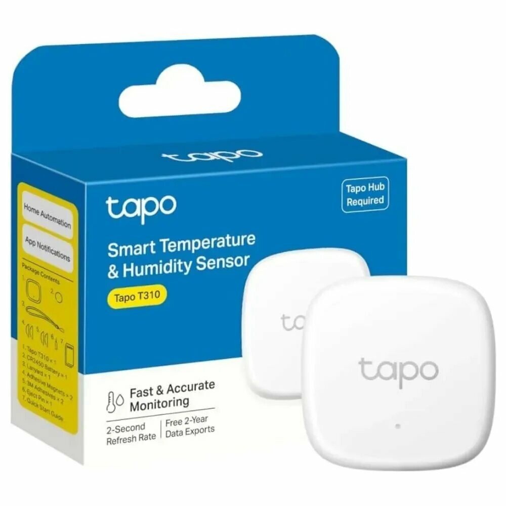 TP-LINK Tapo T310 Умный гигрометр, термометр и измеритель влажности, уведомления в реальном времени (Требуется концентратор Tapo, продается отдельно)