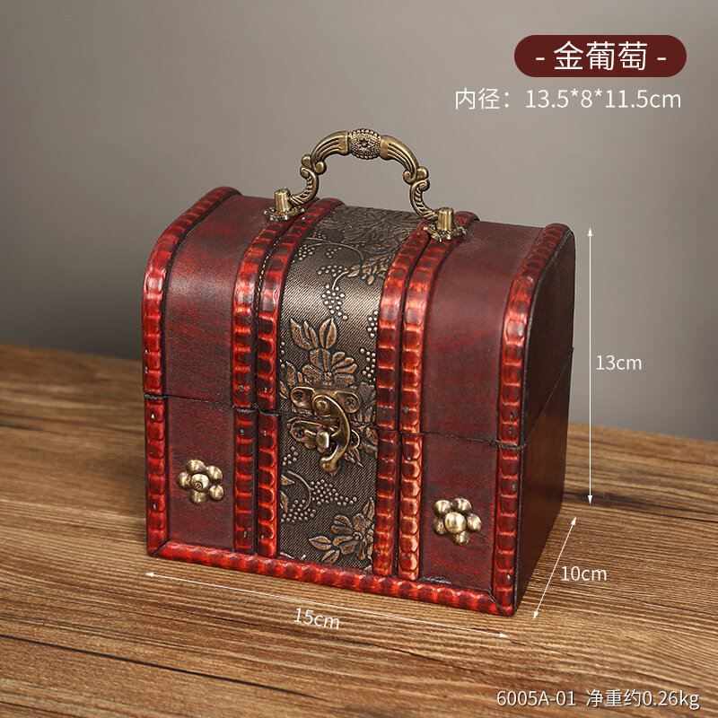 2026 Новый классический деревянный запираемый ящик для хранения, креативная упаковка подарка, деревянный ящик с ручкой для хранения ювелирных изделий на столе