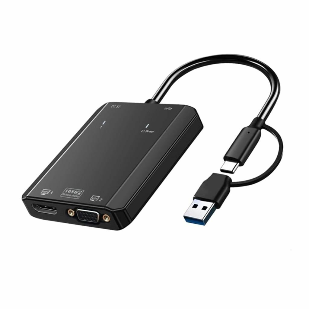 USB Type-C адаптер с VGA и HDTV, 2 in 1