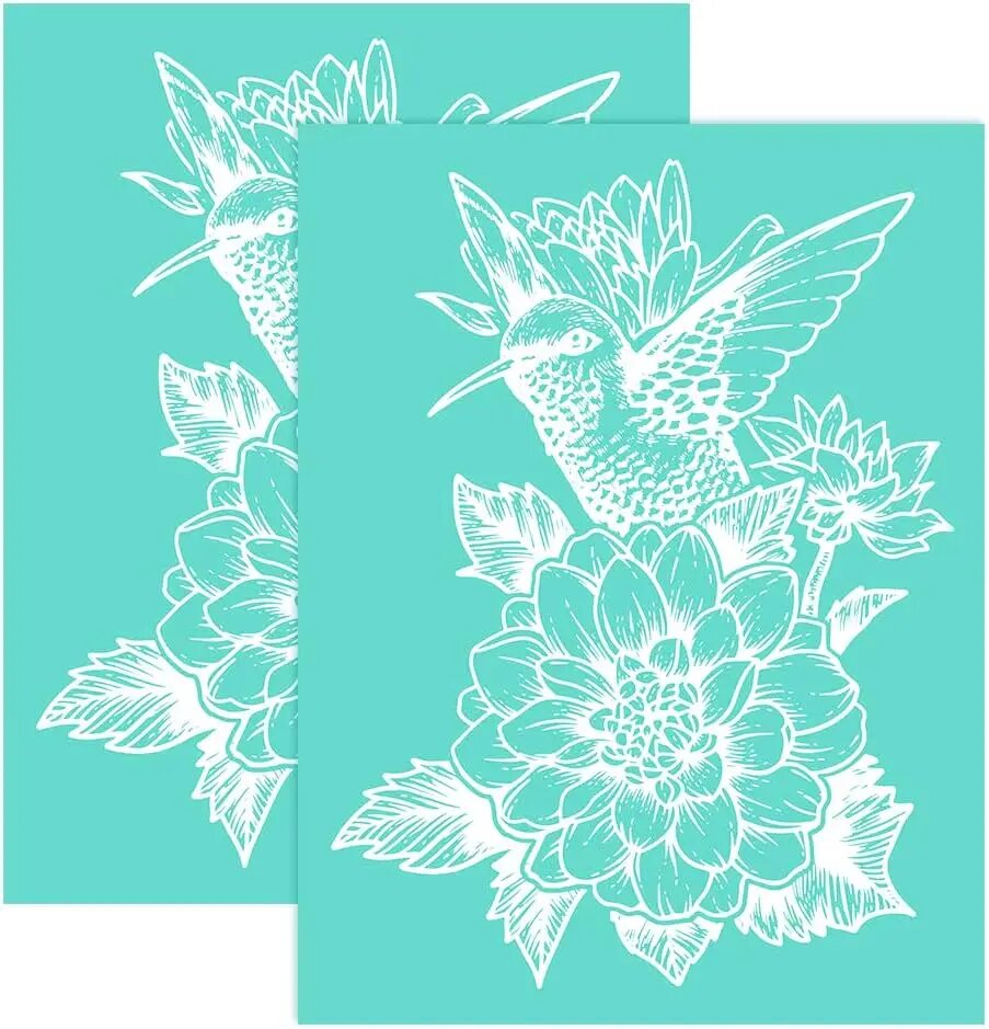 2 шт. 8,6x11 дюймов самоклеящиеся трафаретные трафаретные трафареты многоразовые трафареты для птиц и цветов для рисования на.