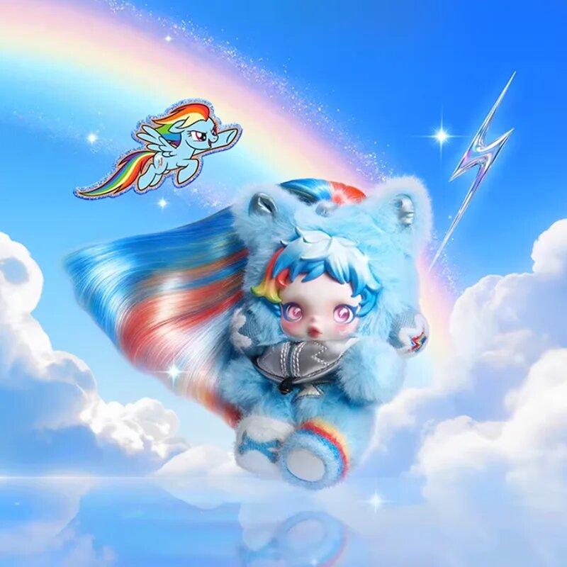 POP MART SKULLPANDA x My Little Pony Плюшевая кукла-подвеска Светло-голубой, Rainbow Dash