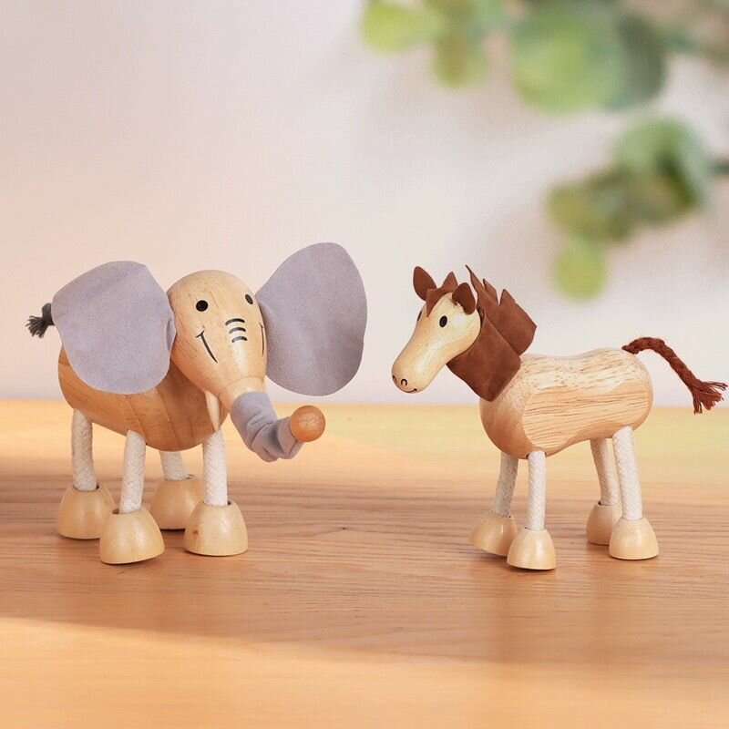Современные минималистичные деревянные фигурки животных, имитированные шарнирные модели животных, экологически чистые куклы из массива дерева, детские деревянные игрушки.