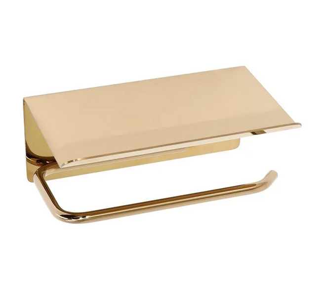 Держатель туалетной бумаги с полкой для телефона золото Sanartec 219004Go