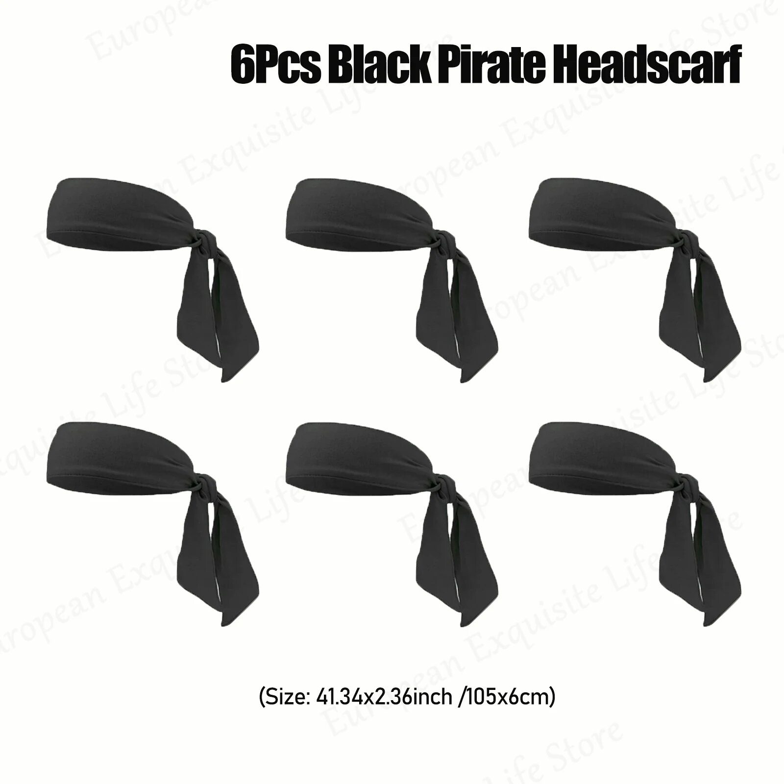 Пиратский набор для вечеринки XMSJ Черный, 6Pcs Black Headscarf