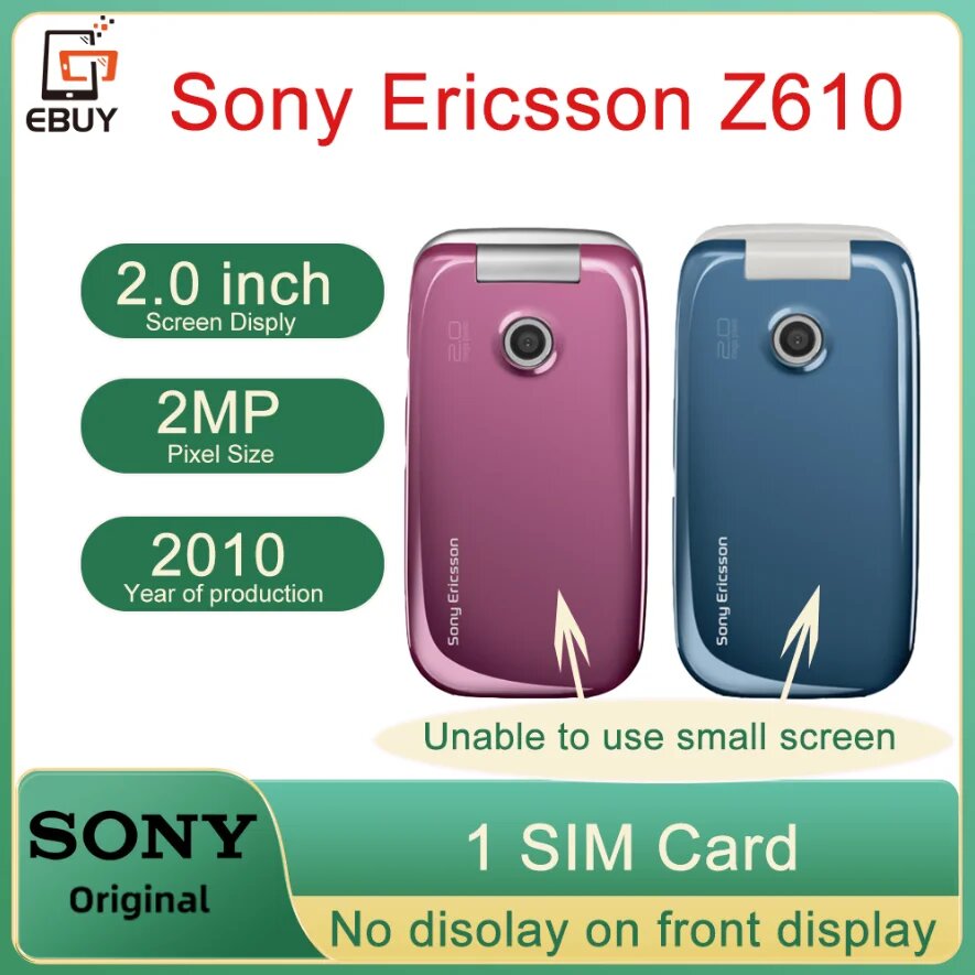 Разблокированный оригинальный мобильный телефон Sony Ericsson Z610 Z610i GSM 3G Розовый, Pink