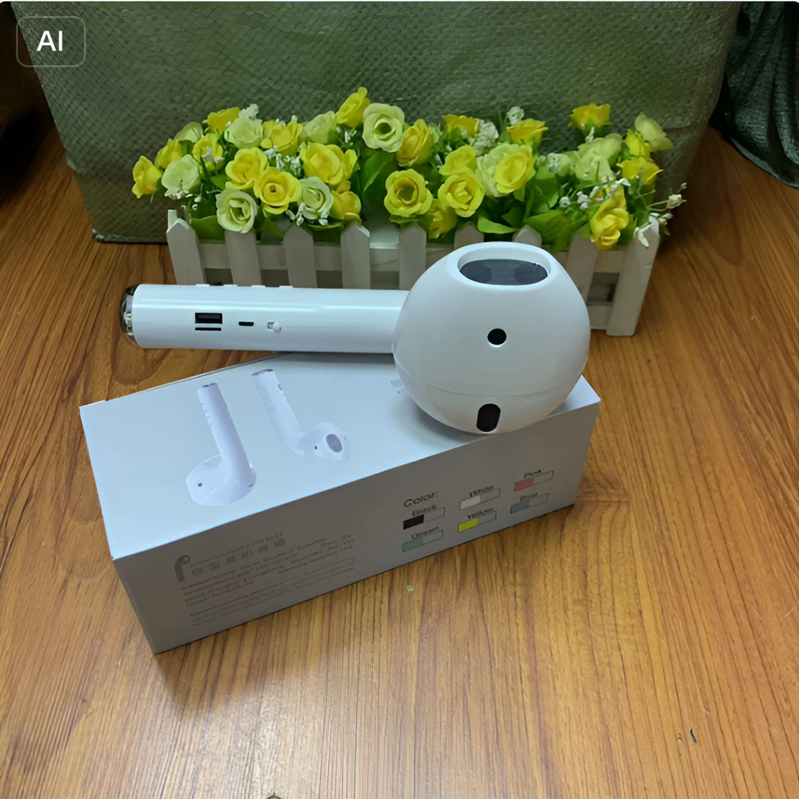 Колонка-наушники TWS, Bluetooth, пластик, 5Вт, USB-зарядка, вибродинамик, белая