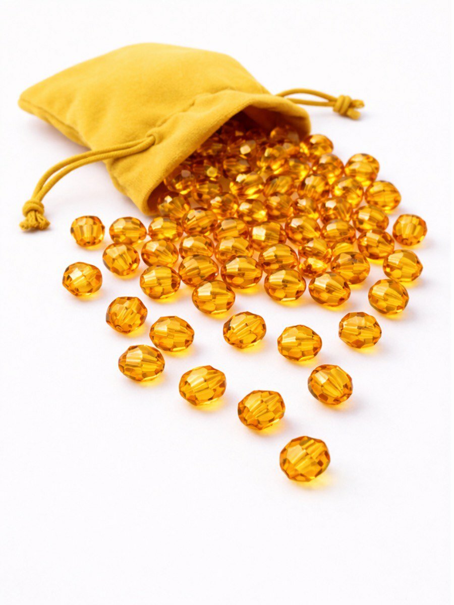 Бусины акриловые граненые крупные, 50г. желтый