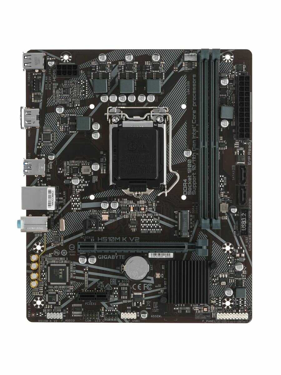 Материнская плата Gigabyte H510M K V2 2.0 Soc-1200 Intel Q470 2xDDR4 mATX AC`97 8ch(7.1) GbLAN+HDMI
