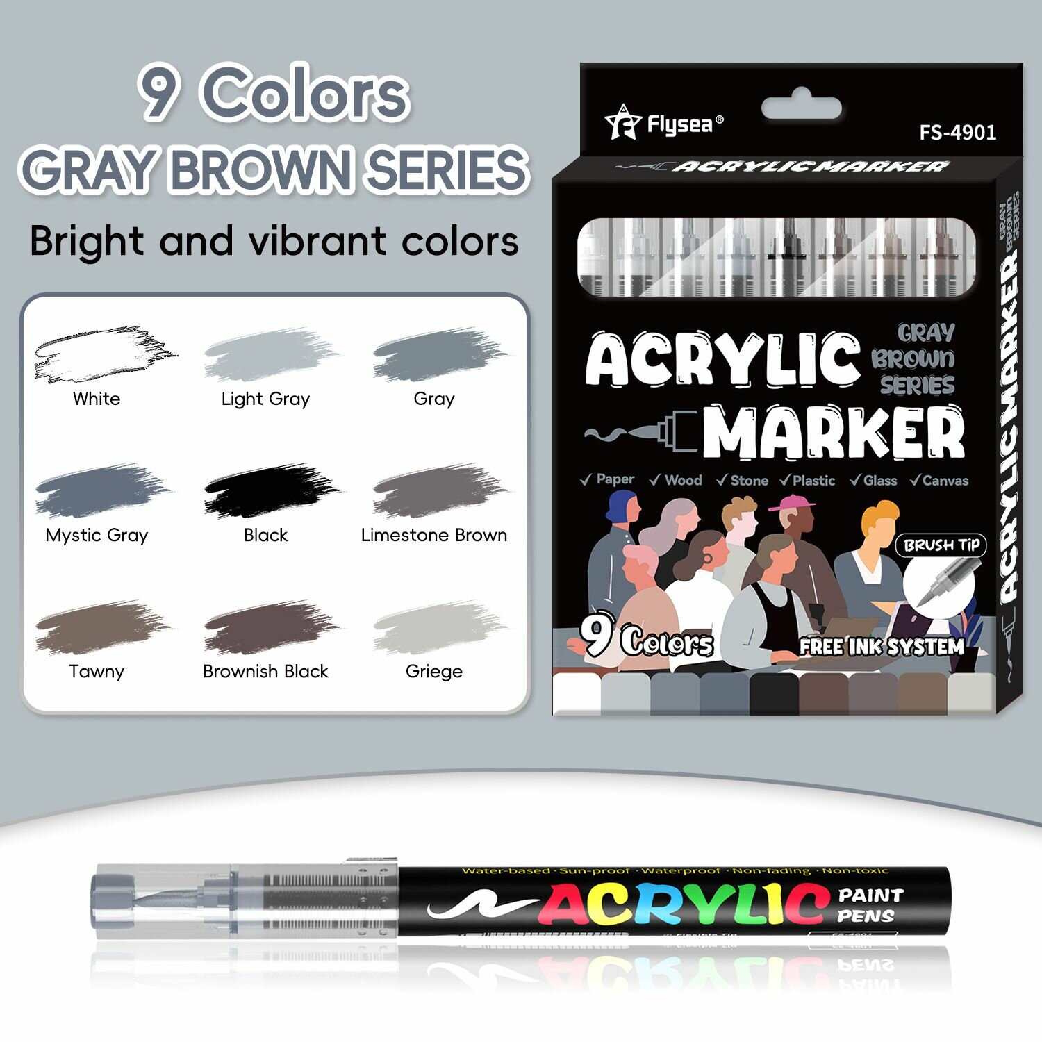 GuangNa Маркер Акриловый, 81 шт. для граффити, для скетчинга