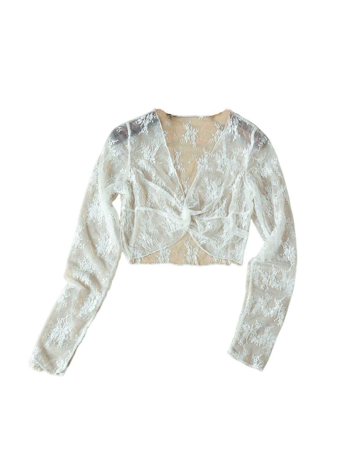 Женский кружевной болеро, Белый - L