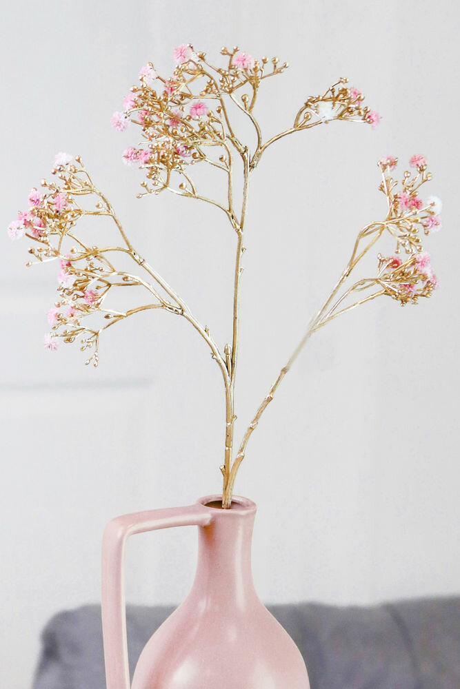 Декоративная искусственная ветка гипсофила элеганс, пластик, текстиль, розовая, 68 см, EDG 2100483A500