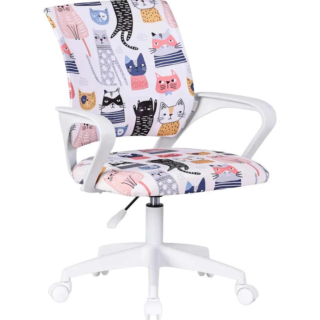 Кресло детское Defender Fiesta, на колесиках, ткань, белый и розовый [64815]