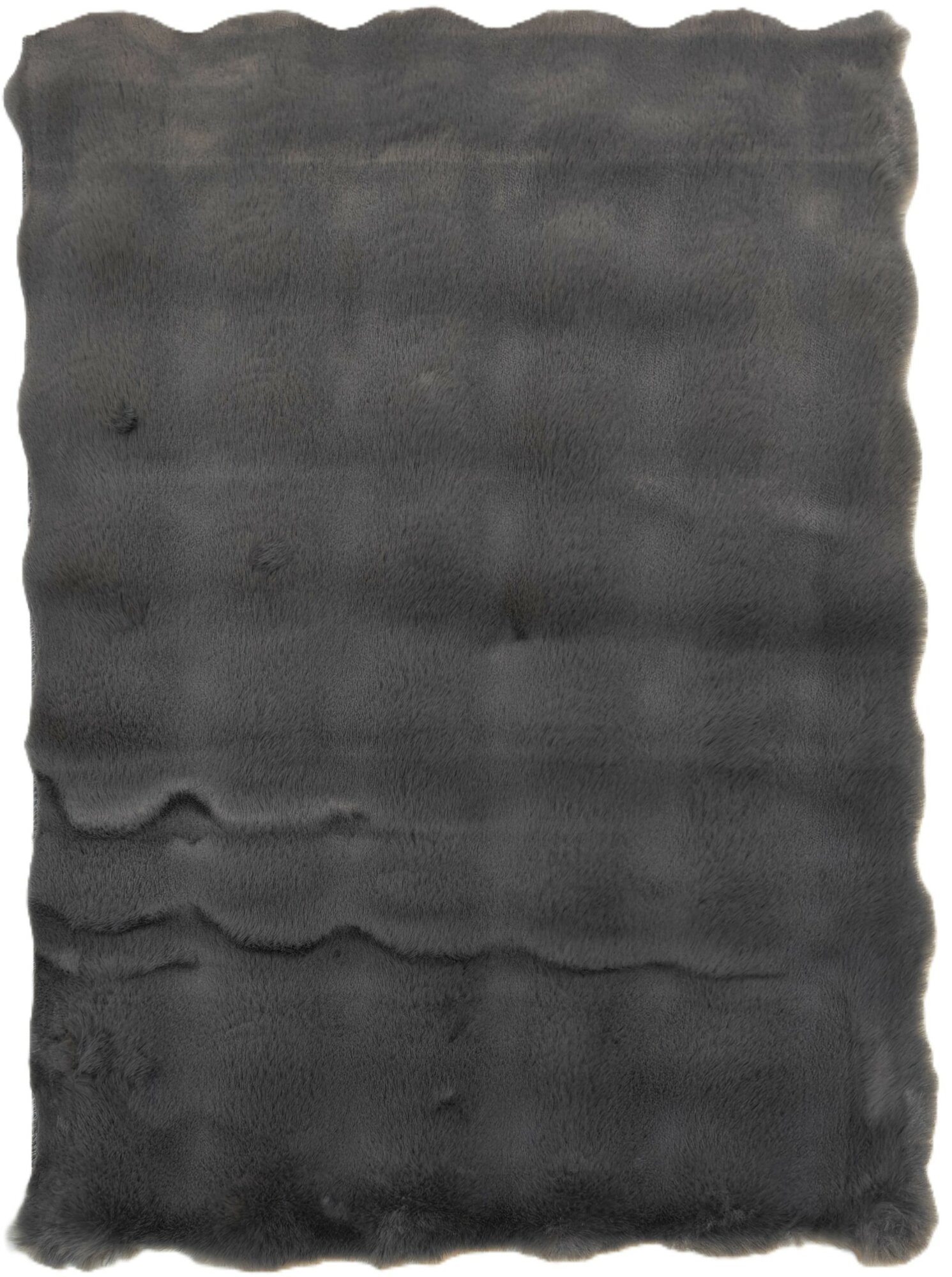 Коврик для ванной из искусственного рельефного меха "Wave серый" 50х70 см, противоскользящий, стирка