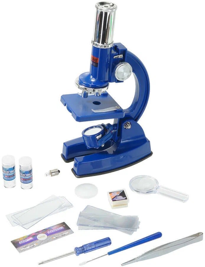 Микроскоп MP-900 100, 450 и 900 крат. детский, верхний свет, синий