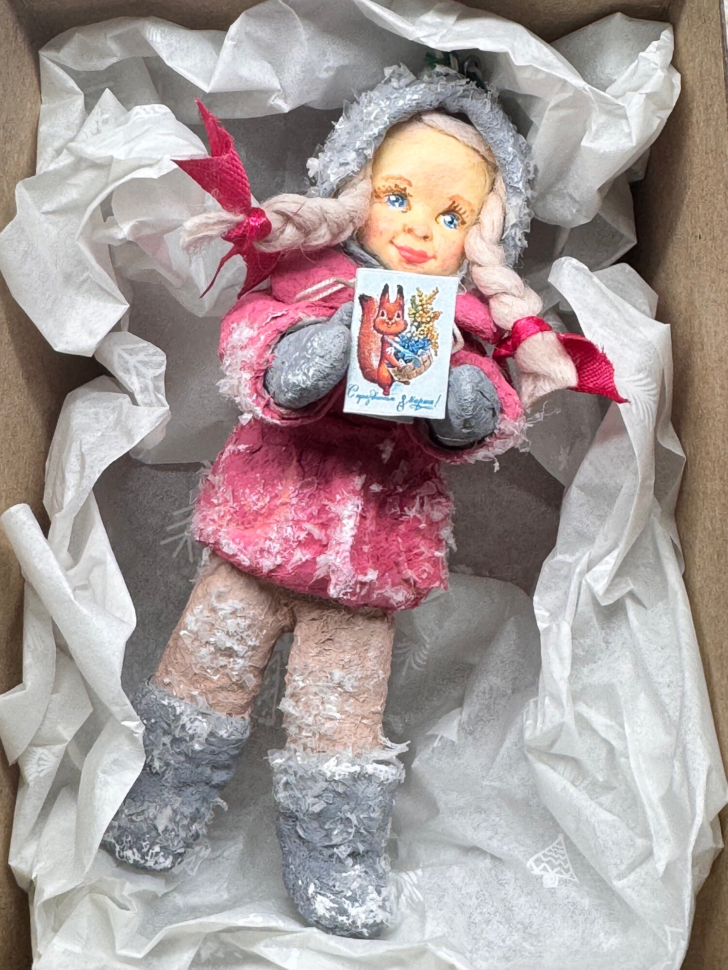 Ватная игрушка ручной работы , украшение для елочки , подарок для родных и близких