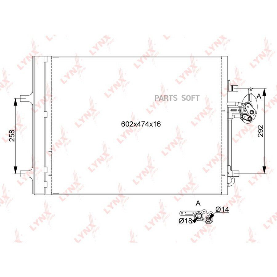 Радиатор кондиционера FORD Mondeo IV, Galaxy / LAND ROVER Discovery Sport, Freelander II, Evoque / VOLVO S60 II, S80 II, XC60, XC70 II от официального дистрибьютора, LYNXAUTO, артикул RC0039
