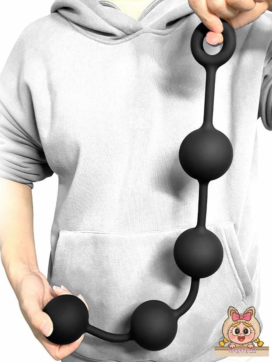 Огромная анальная цепочка "SUPER BIG BLACK ANAL SILICONE BEADS&52 см