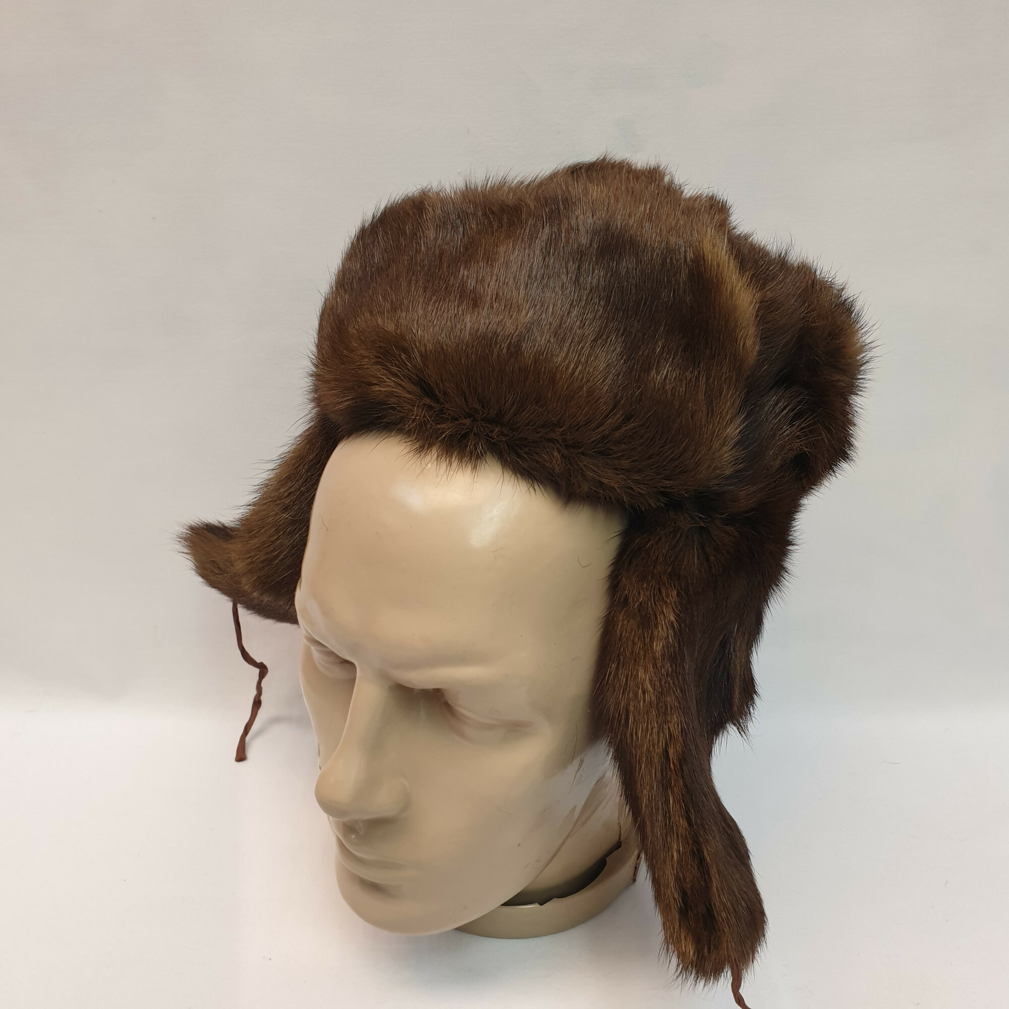 Шапка ушанка из натурального меха, обхват головы 55 см. Винтаж СССР