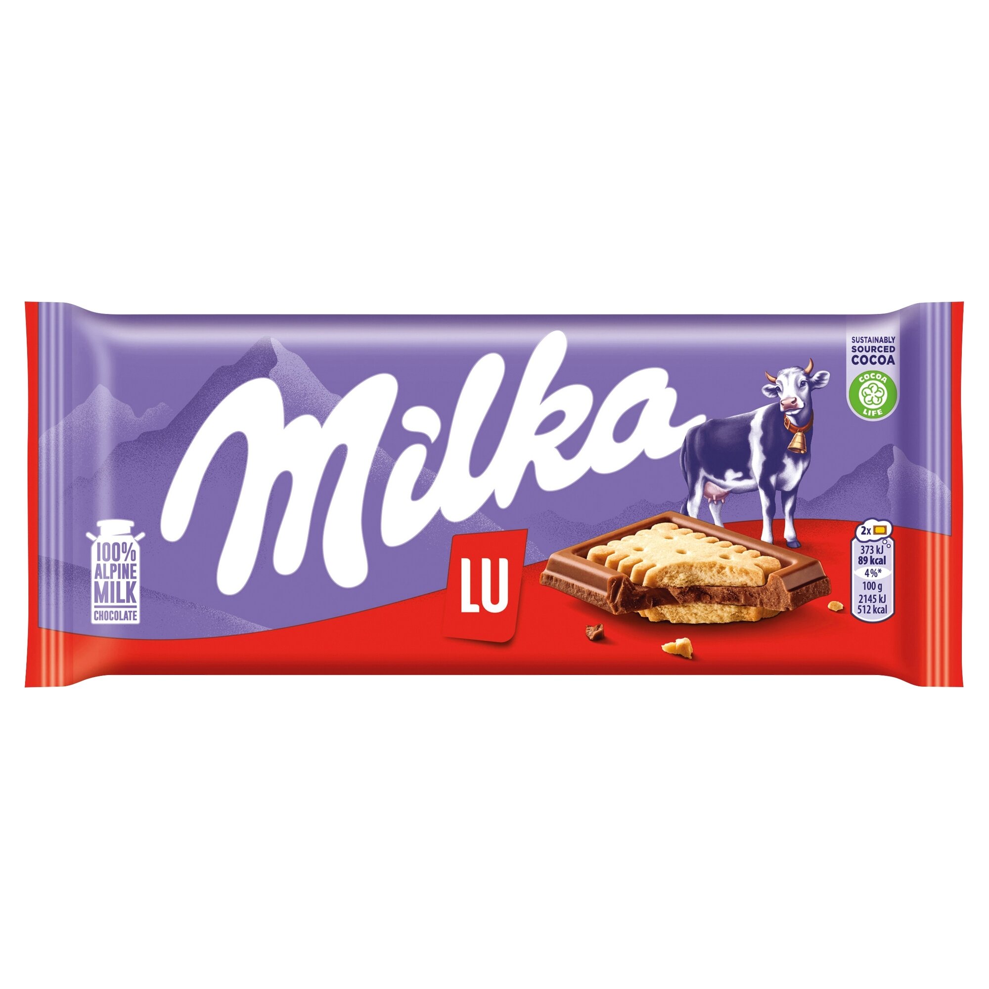 Шоколадная плитка Milka LU, молочный шоколад с кусочками печенья, 2 шт. по 90 гр.