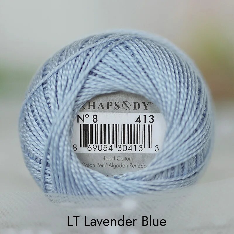 Хлопковые нитки Rhapsody размер 8 египетский жемчуг 2 шт Голубой, 413LT Lavender Blue