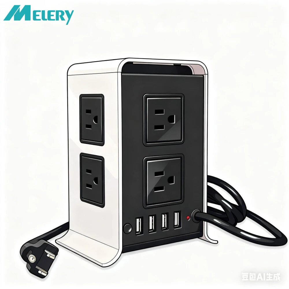 Melery Удлинитель с защитой от перенапряжения 8 розеток + 4 USB