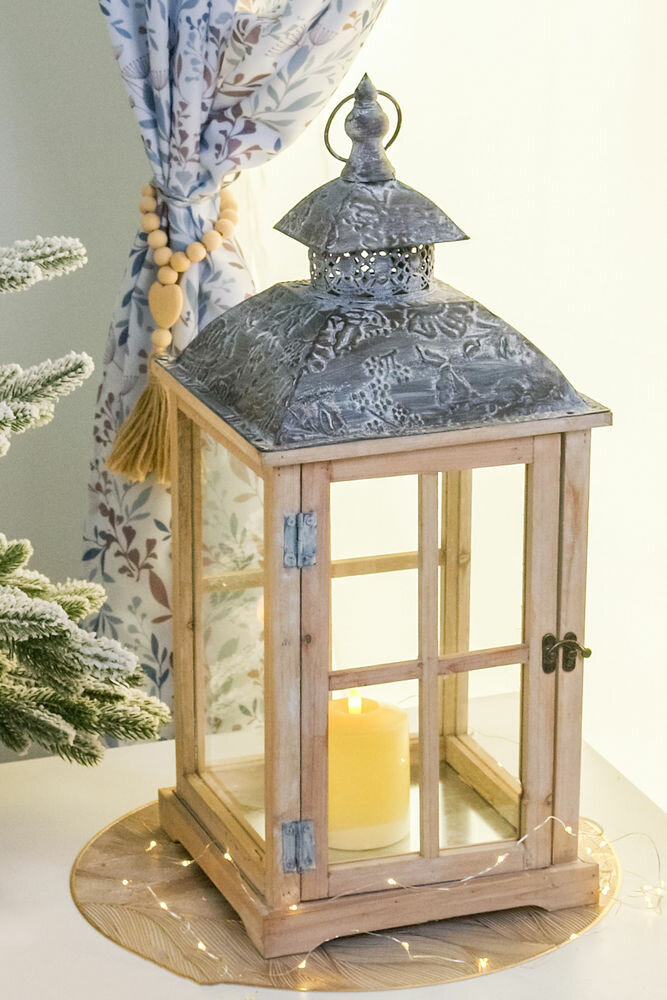 Подсвечник-фонарь аудэтайн, деревянный, 54 см, Kaemingk 520992