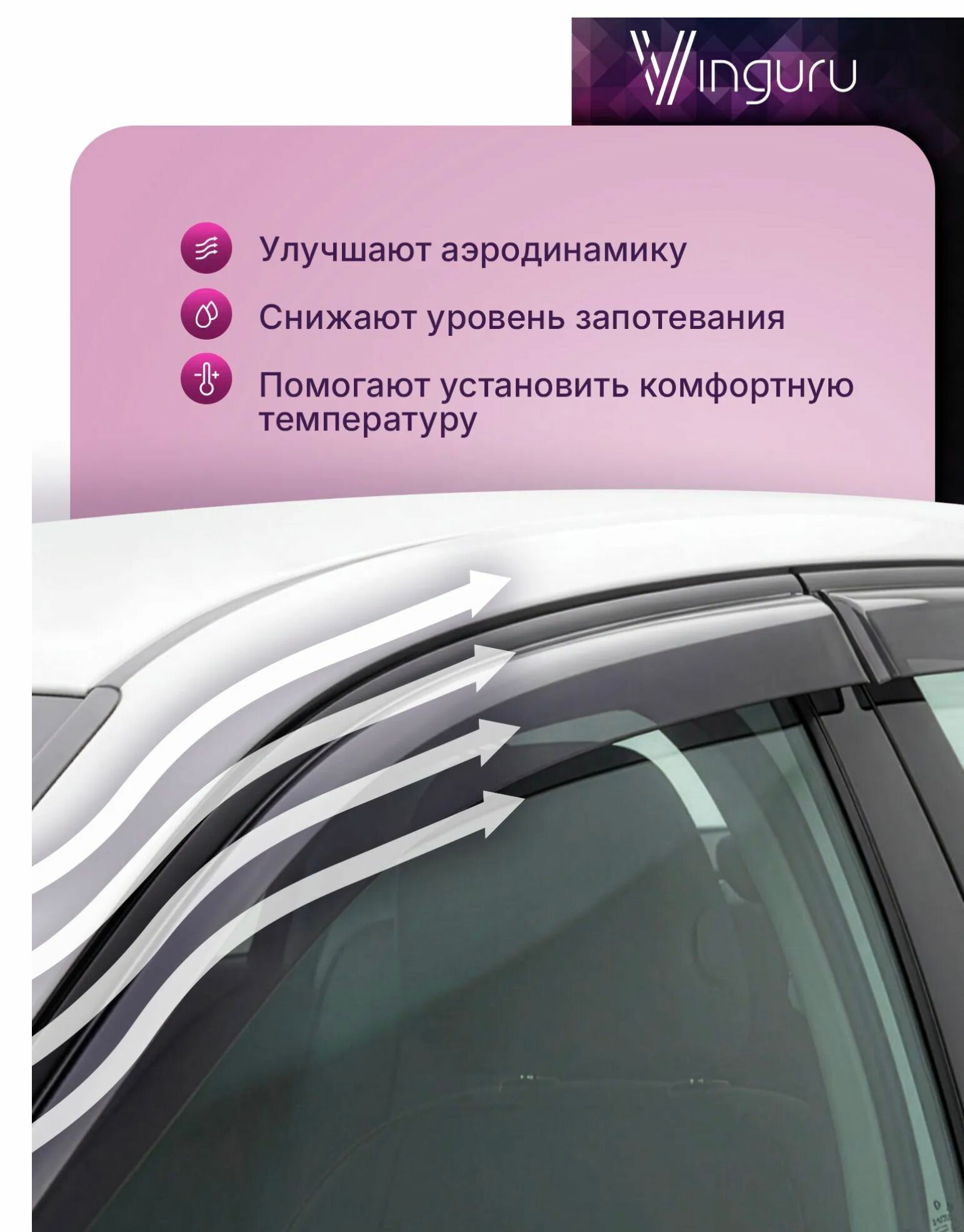 Дефлекторы окон Vinguru для Haval F7x 2019-н. в. , кроссовер, AFV90776