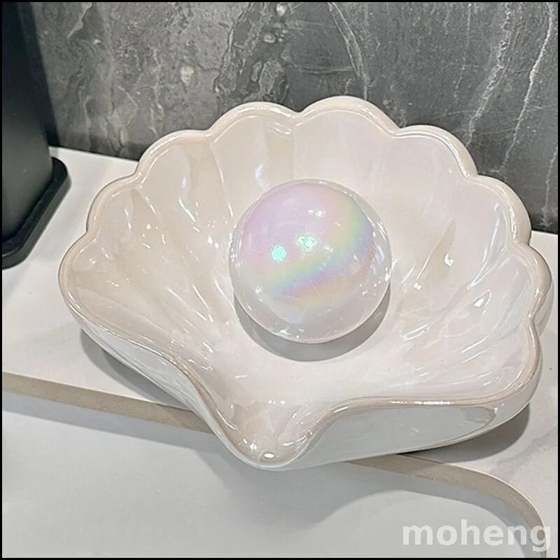 Мыльница в форме морской ракушки, белая, ABS пластик, 13x8x5 см - аксессуары для ванной