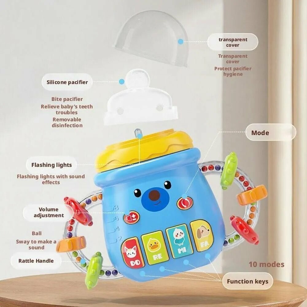Погремушка-прорезыватель для новорожденных, интерактивная развивающая игрушка, соска погремушка для зубов