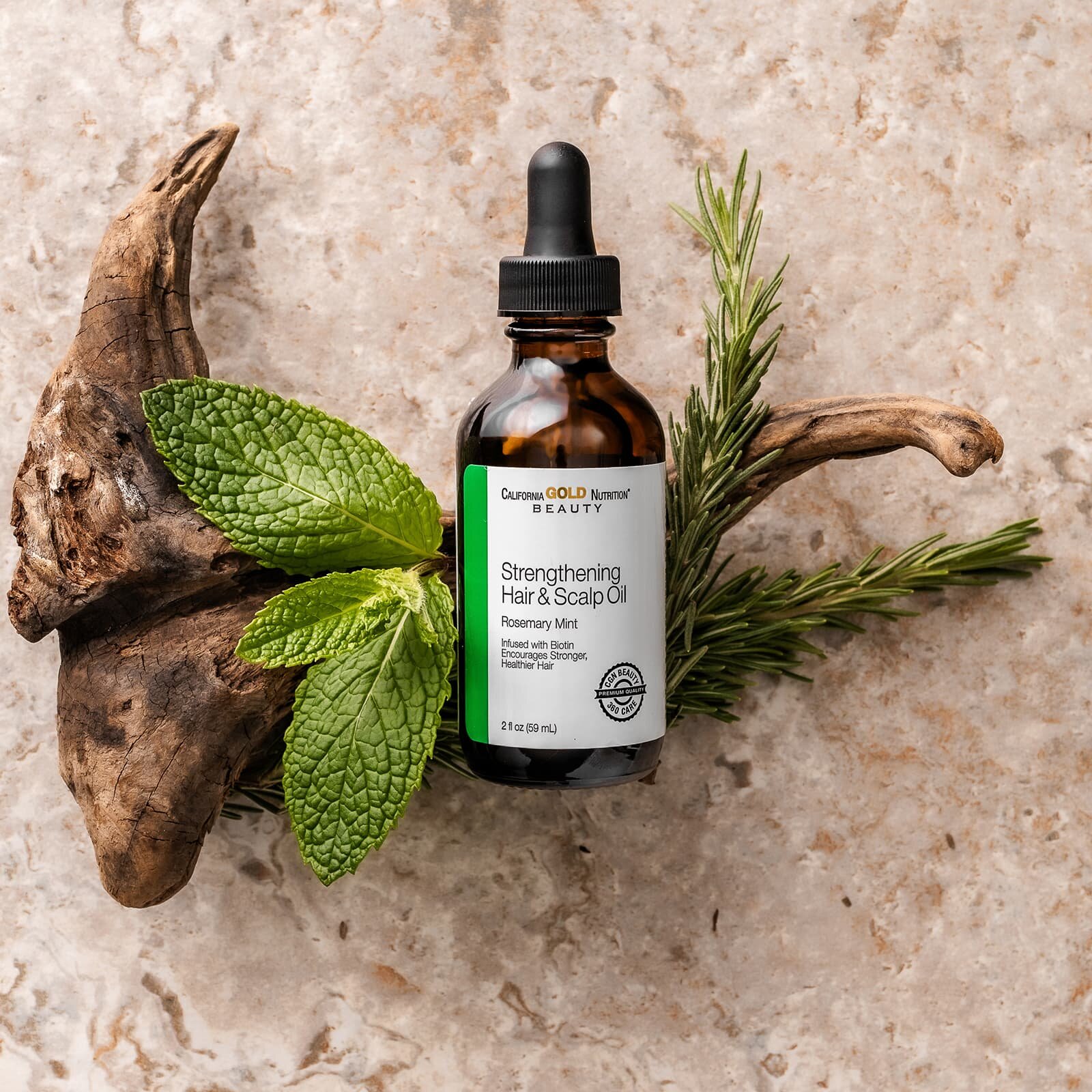 Масло для волос California Gold Nutrition Биотин Розмарин Мята, 59мл