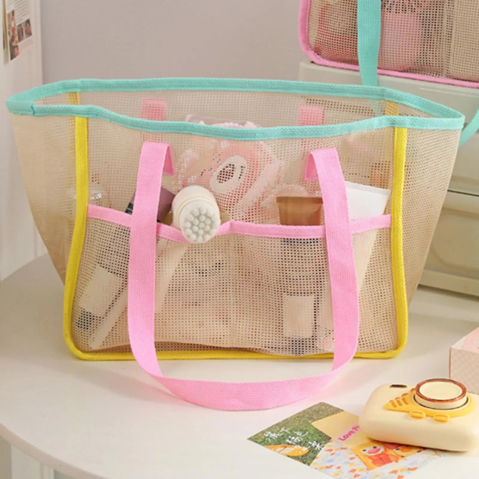 Сетчатая сумка для пляжа, пляжные сумки-тоут для женщин, пескозащитный большой органайзер для хранения, дорожные аксессуары для пикника на открытом воздухе