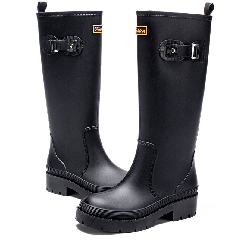 Женские водонепроницаемые сапоги для дождя, высокие резиновые сапоги, водонепроницаемые туфли с пряжками, ботинки Martin, зимние ботинки, мотоциклетные ботинкиРазмер обуви. EU:38