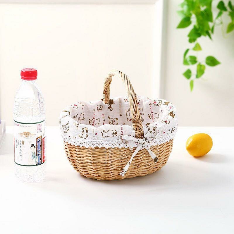 Плетёная корзина для хранения, корзина для покупок, маленькая бамбуковая корзина, подарочная корзина, плетёная корзина для фруктов, портативная корзина для продуктов, в деревенском стиле.