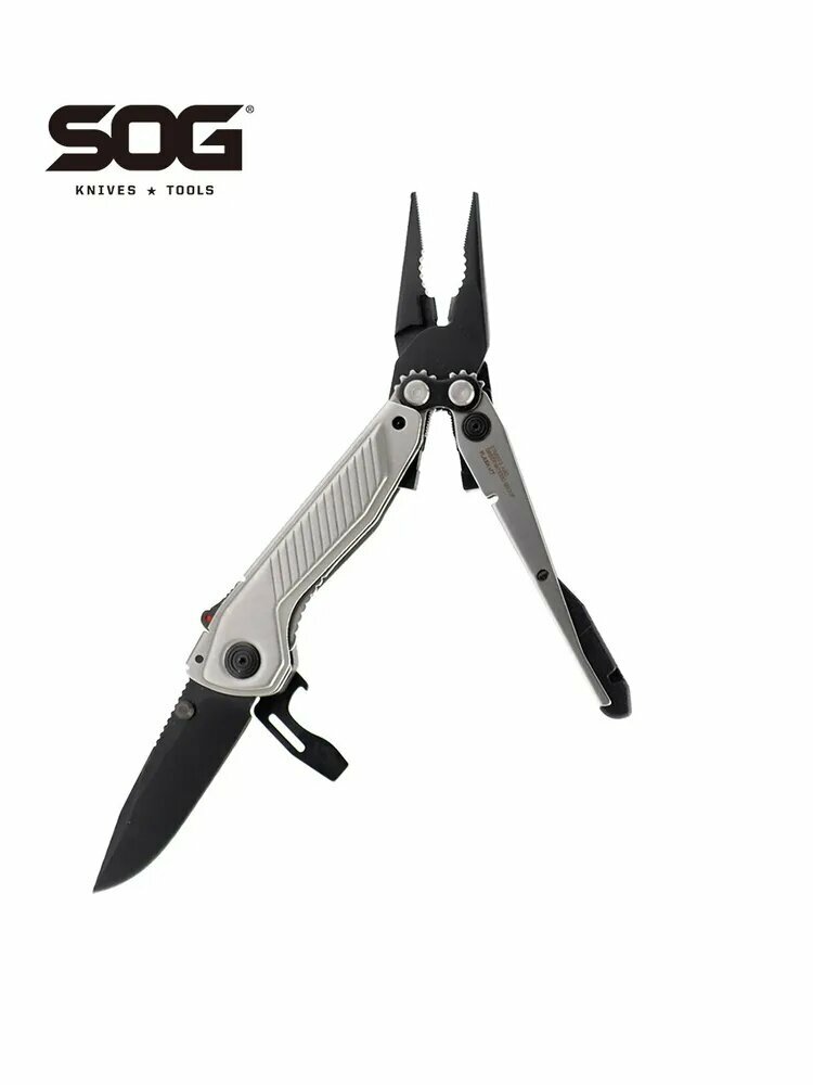 SOG Flash MT, Многофункциональные плоскогубцы со складным ножом, серебристо-черный