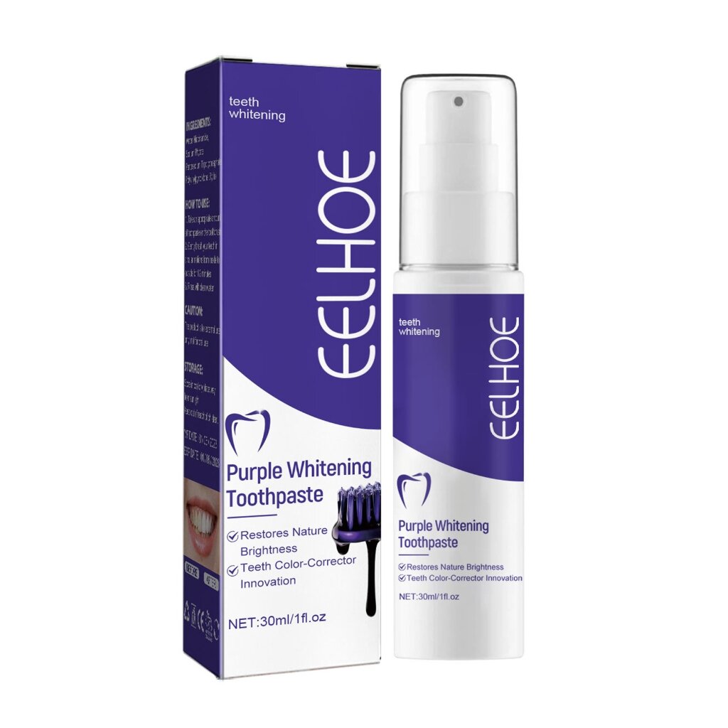 Отбеливающая Зубы Фиолетовая Зубная Паста Для Отбеливания Зубов Отбеливающий Уход За Зубами