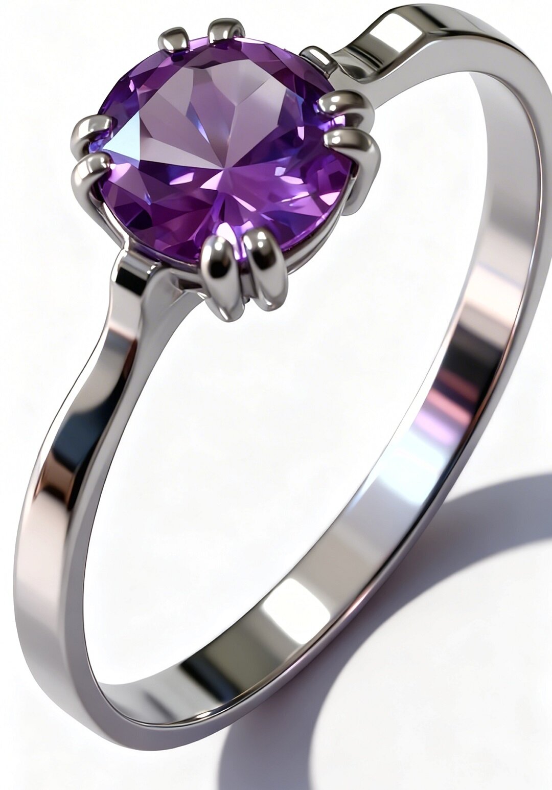 Кольцо помолвочное, серебро, 925 проба, родирование, александрит синтетический