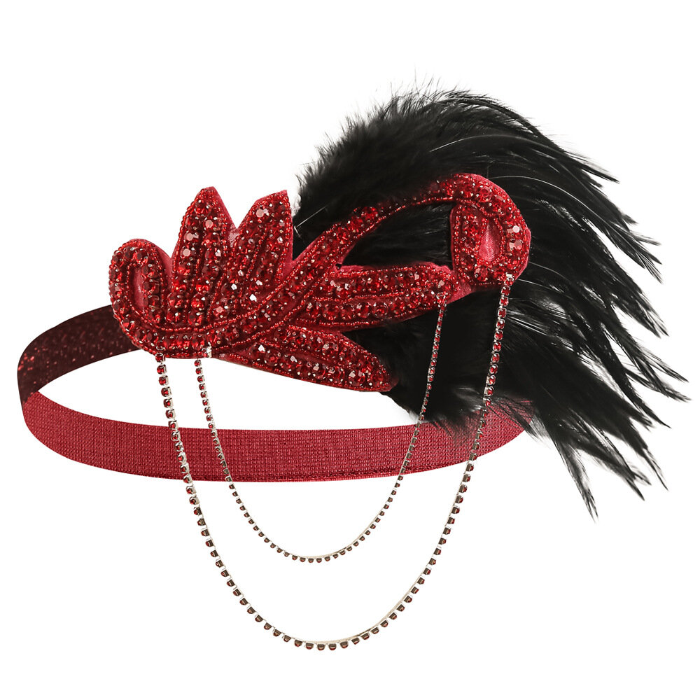 Женский головной убор для маскарада в стиле 1920-х годов, повязка на голову с перьями в стиле флаппер, аксессуар для вечеринки в стиле Гэтсби.