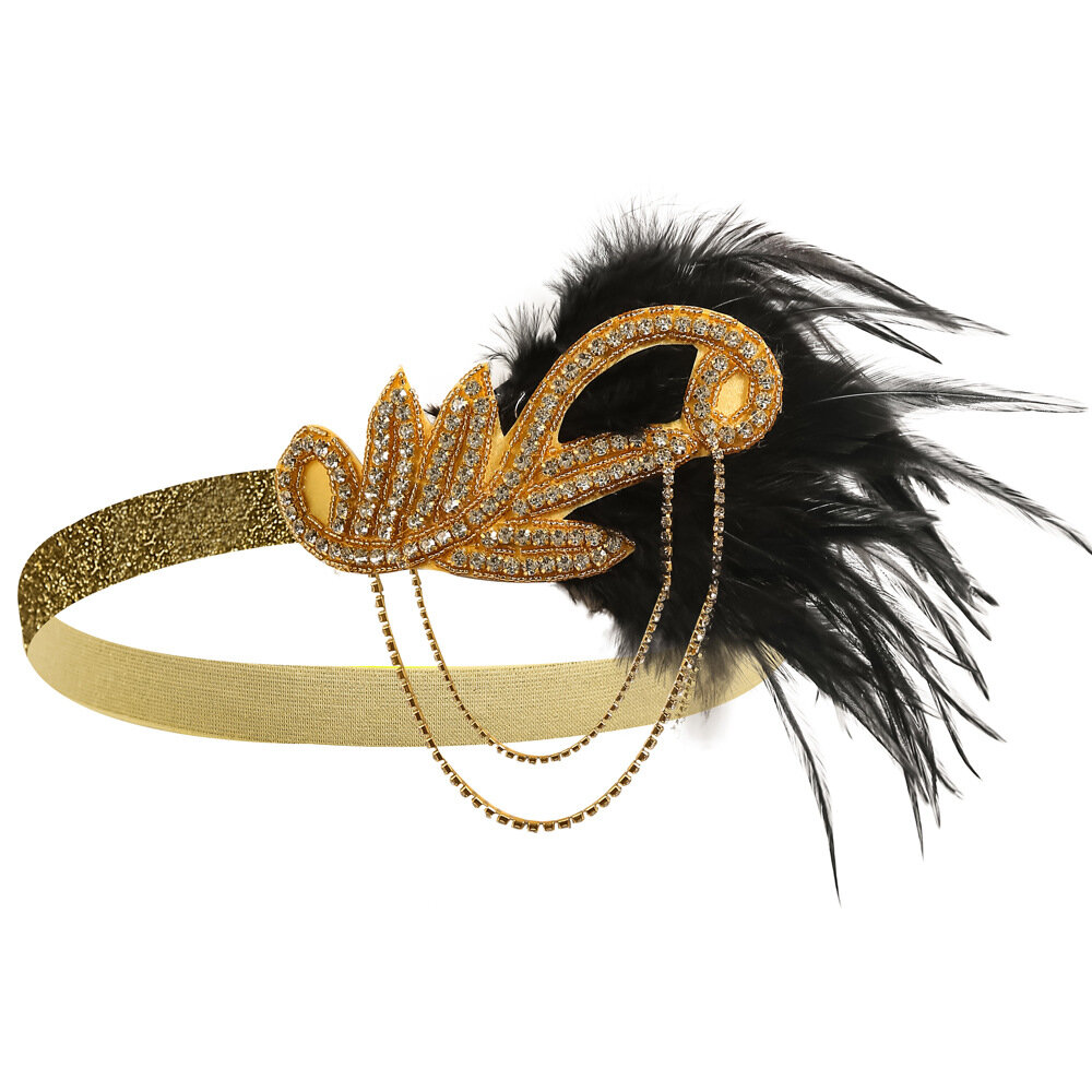 Женский головной убор для маскарада в стиле 1920-х годов, повязка на голову с перьями в стиле флаппер, аксессуар для вечеринки в стиле Гэтсби.