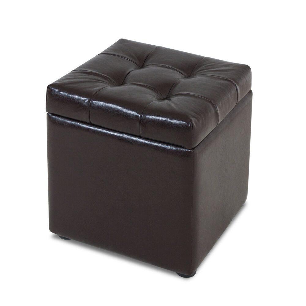 Пуф Квадро с ящиком черный, квадратный, искусственная кожа, 40х45 см