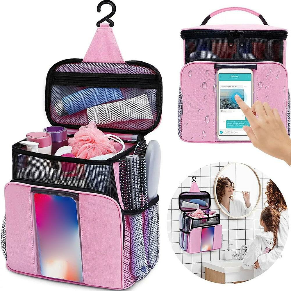 Портативная подвесная сумка-органайзер для душа, сетчатая сумка для ванной комнаты, для путешествий в колледже, кемпинга, быстросохнущая для общежития, спортзала, ванной.