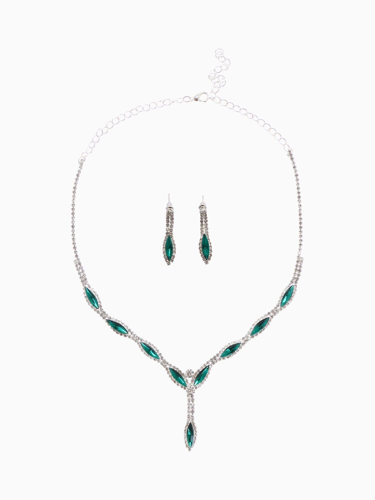 Комплект бижутерии: серьги, колье, стекло