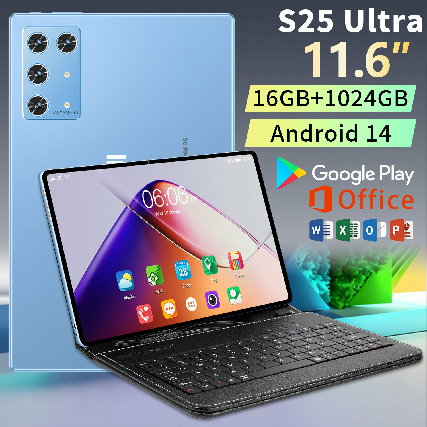 Игровой планшет S25 Ultra, экран 11.6", 12 ядер, 16ГБ, 1ТБ, 4K, 144Гц, 8800мАч
