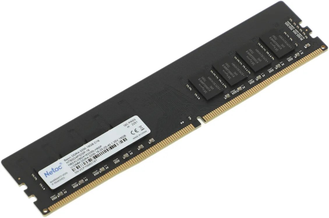 NTBSD4P32SP-16 / Оперативная память NETAC Basic NTBSD4P32SP-16 DDR4 - 1x 16ГБ 3200МГц, DIMM, OEM