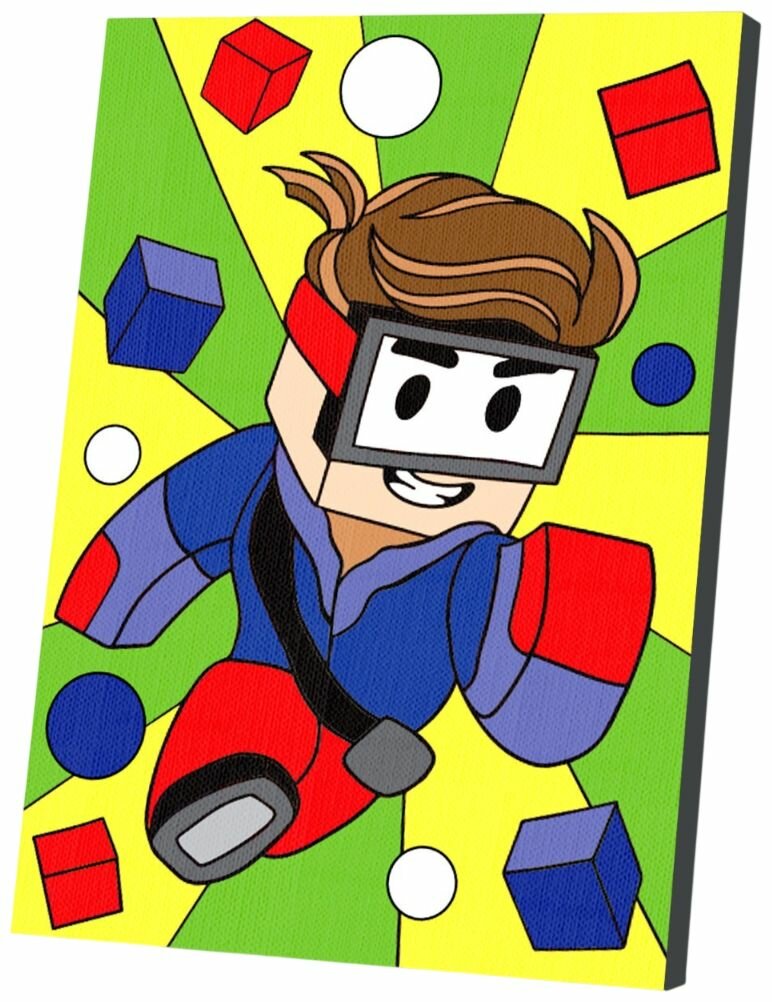 Картина по номерам "Смелый герой" на холсте с подрамником, раскраска для детей, набор для творчества, живописи и рисования, в комплекте морозостойкие краски 6 цветов, 21х15 см