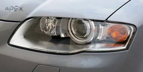 Стекло фары для Audi A4 B7 (2006-2008), арт. 116012, комплект 2 шт, прозрачное